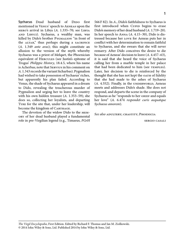 The Virgil Encyclopedia - 2013 - Sychaeus | PDF
