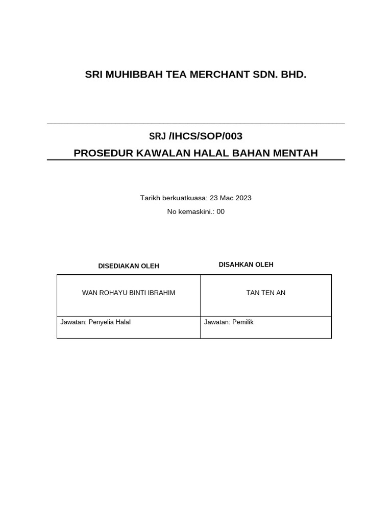 Sop 3-Kawalan Bahan Mentah | PDF