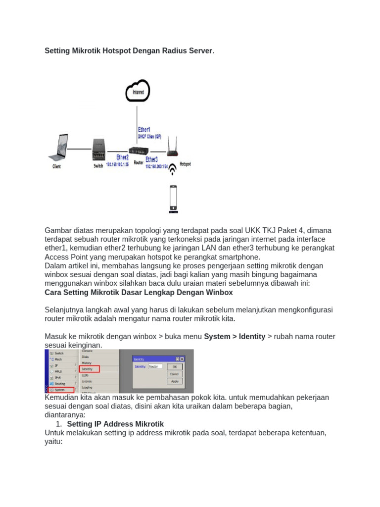 Setting Mikrotik Hotspot Dengan Radius Server | PDF