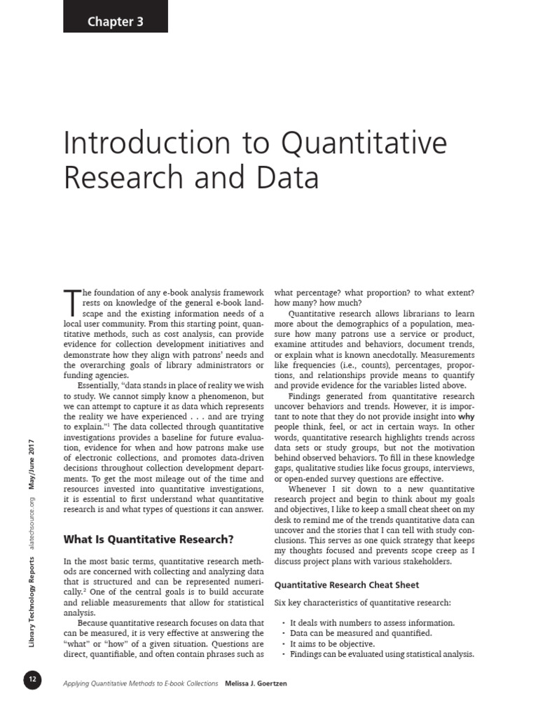 Introduction To Quantitative Research and Data - Goertzen M | PDF | Data | Quantitative Research