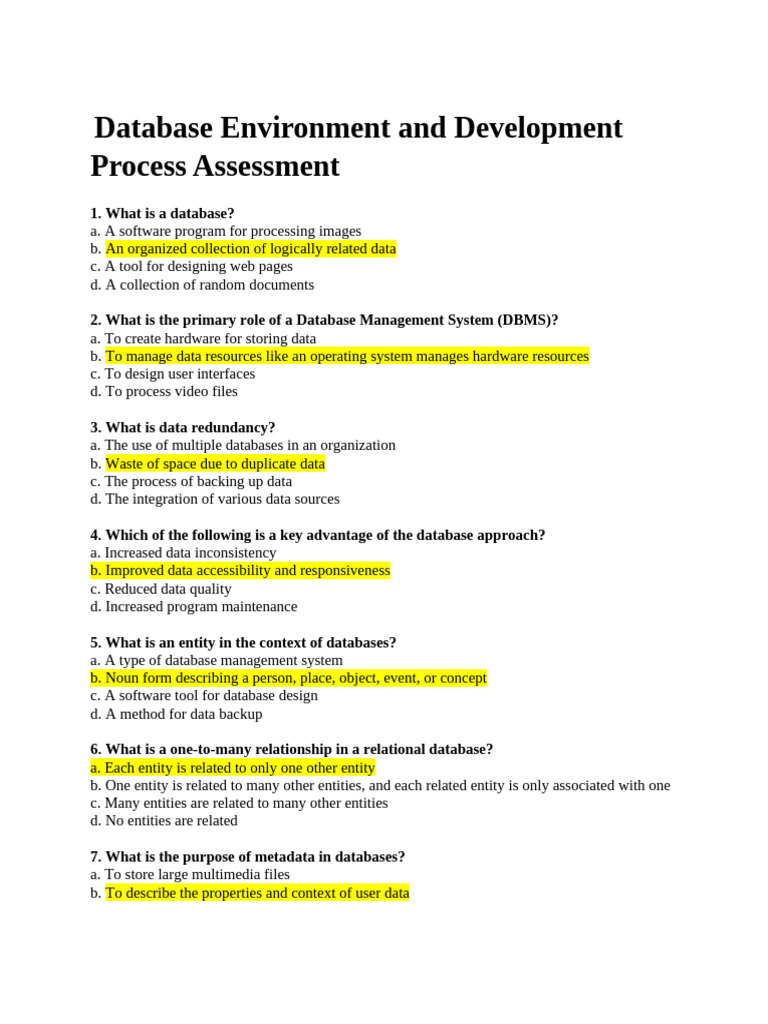 Database Environment and Development Process Assessment | PDF | Databases | Conceptual Model