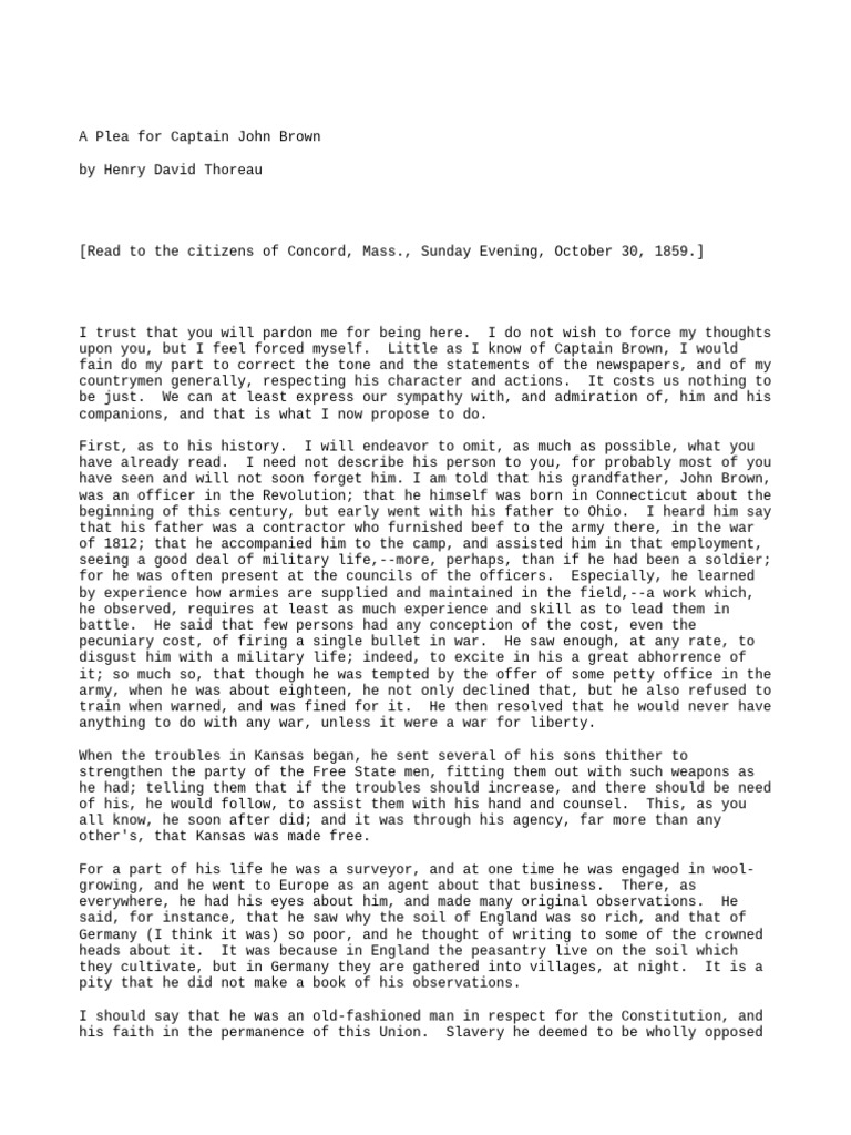 A Plea For Captain John Brown | PDF