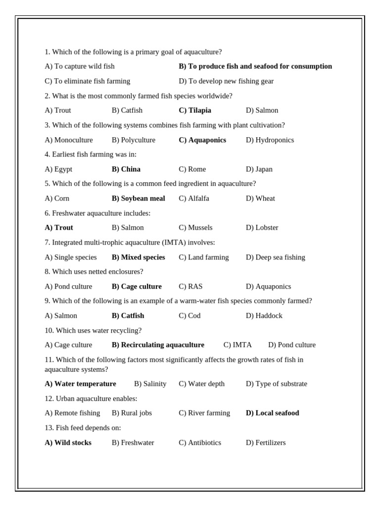 Introduction To Aquaculture Final | PDF