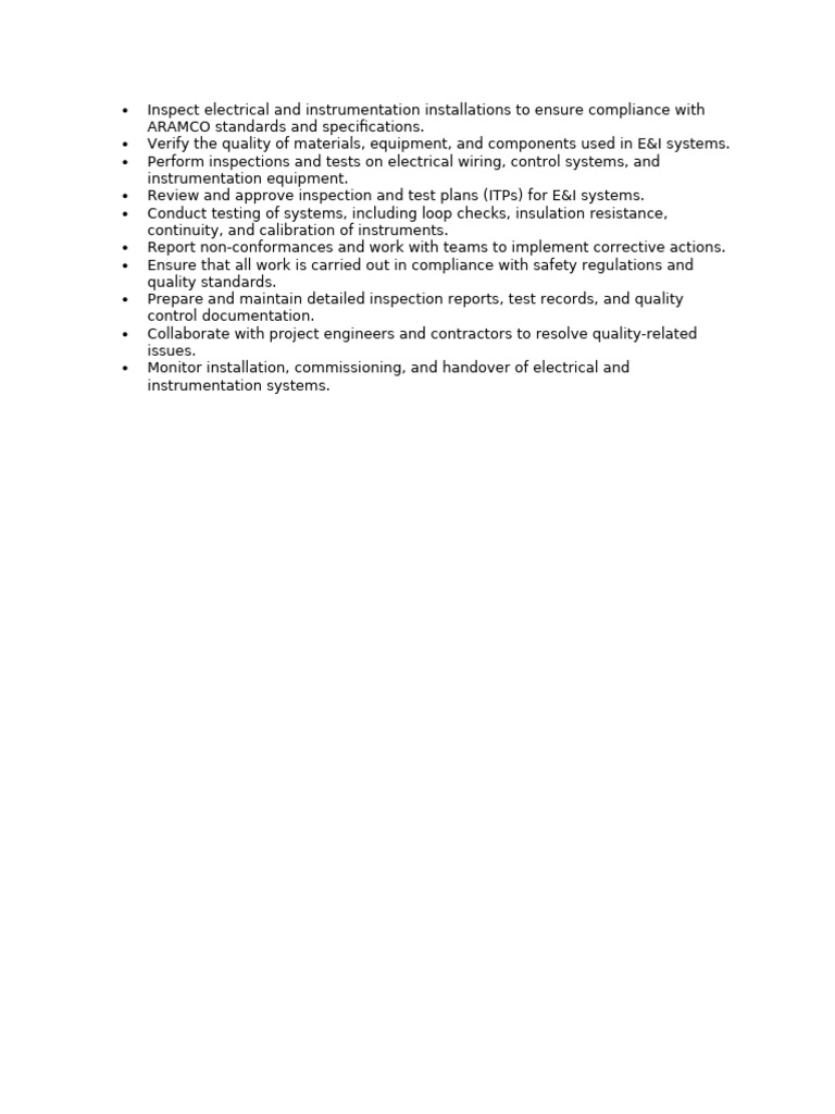 Electrical QC Inspector Responsibilities | PDF