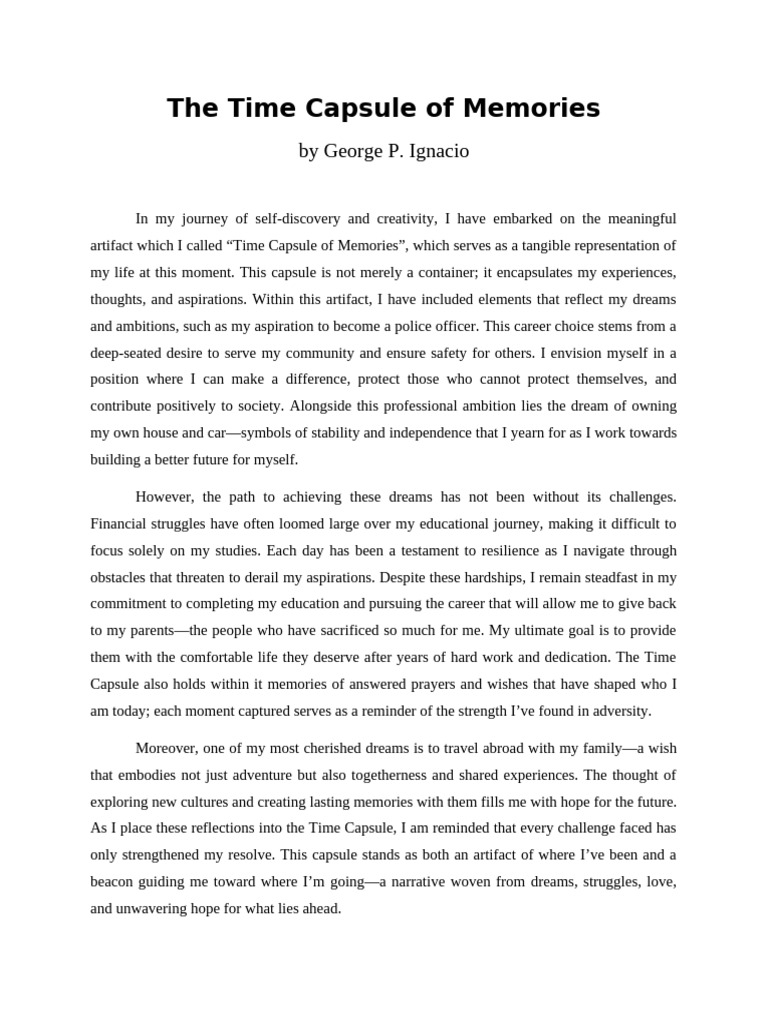 The Time Capsule of Memories | PDF