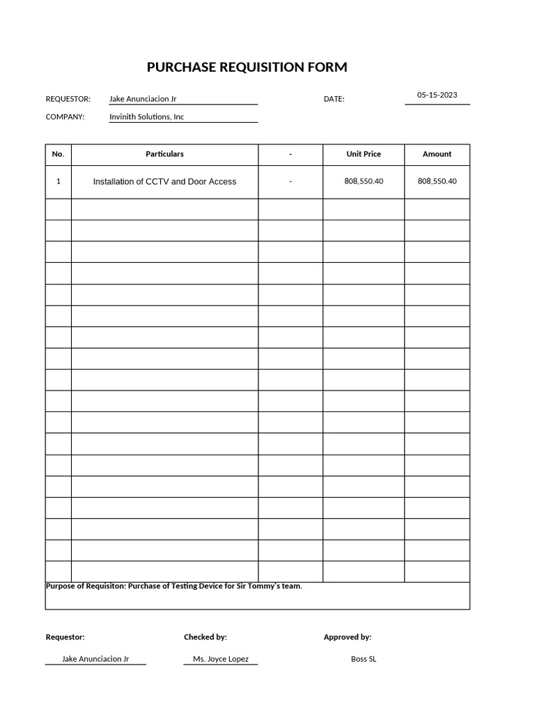 Requisition Form | PDF