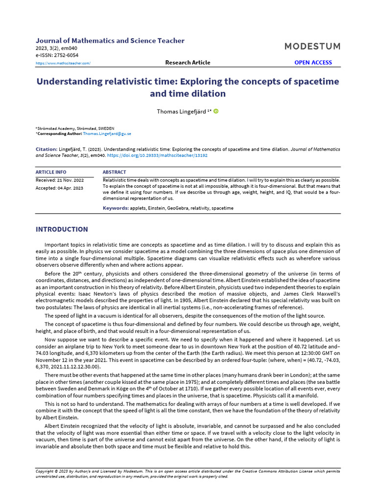 Understanding Relativistic Time Exploring The Concepts of Spacetime and Time Dilation 13192 ...