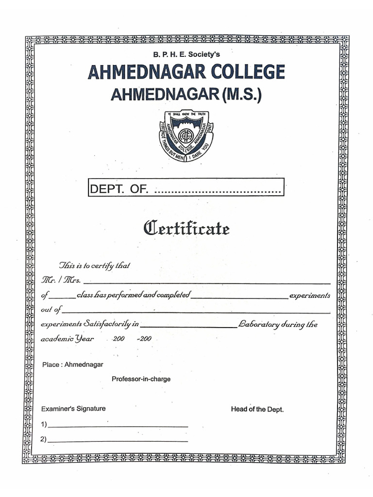 Practical Certificate | PDF