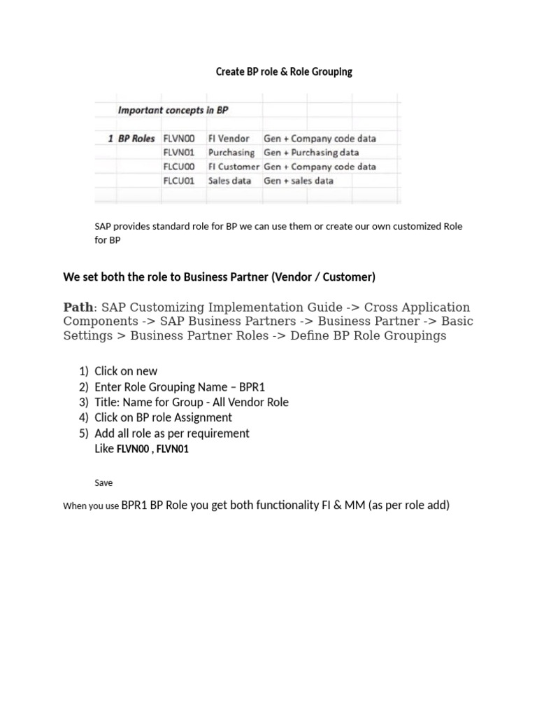 Create and Customize BP Role Grouping | PDF