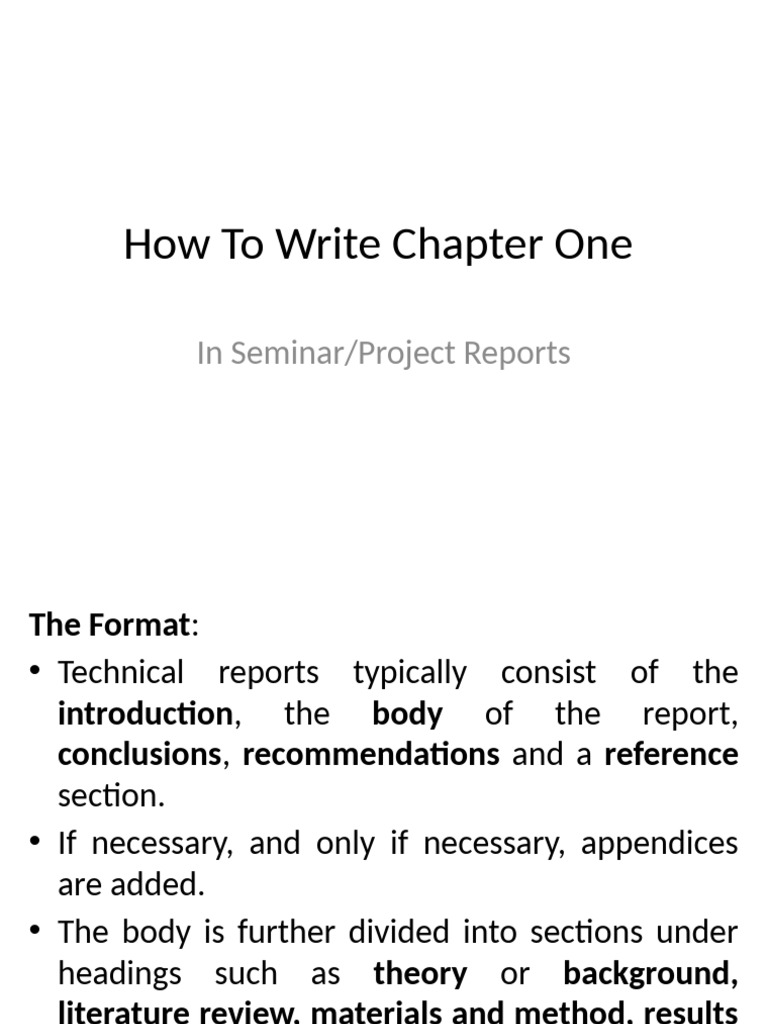 How To Write Chapter One | PDF | Methodology | Science