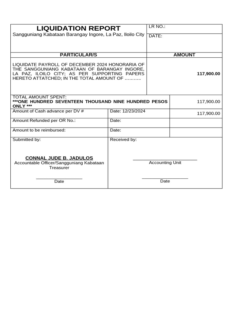 LIQUIDATION REPORT | PDF