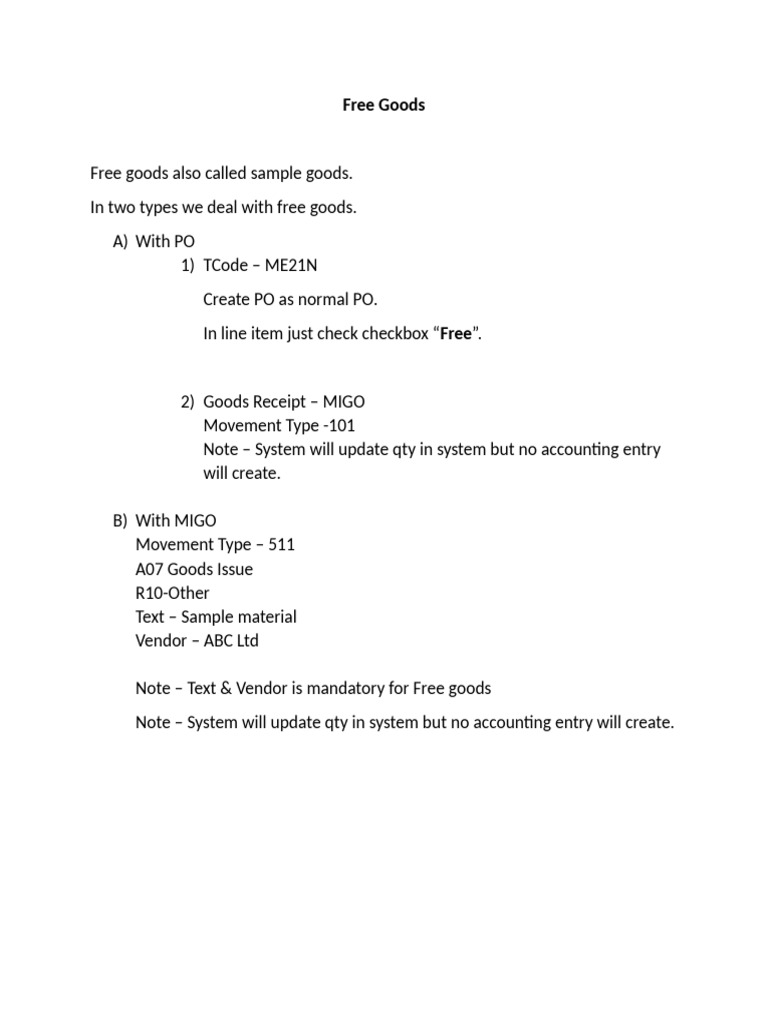 Free Goods | PDF