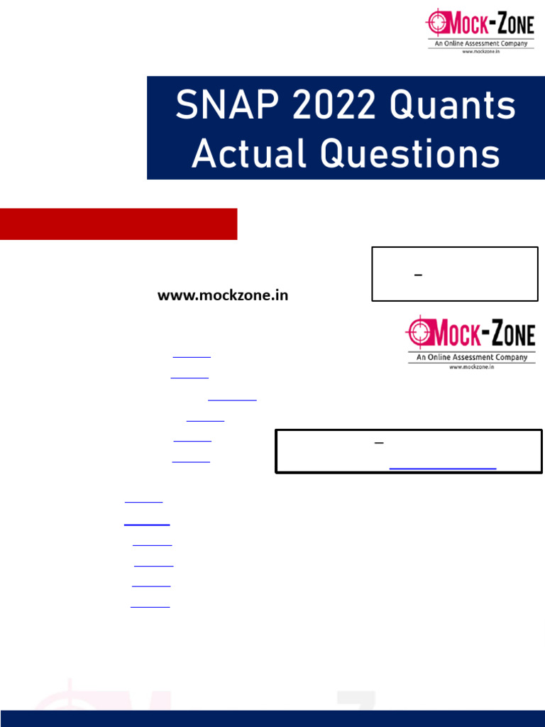 SNAP 2022 Quants Actual Questions | PDF