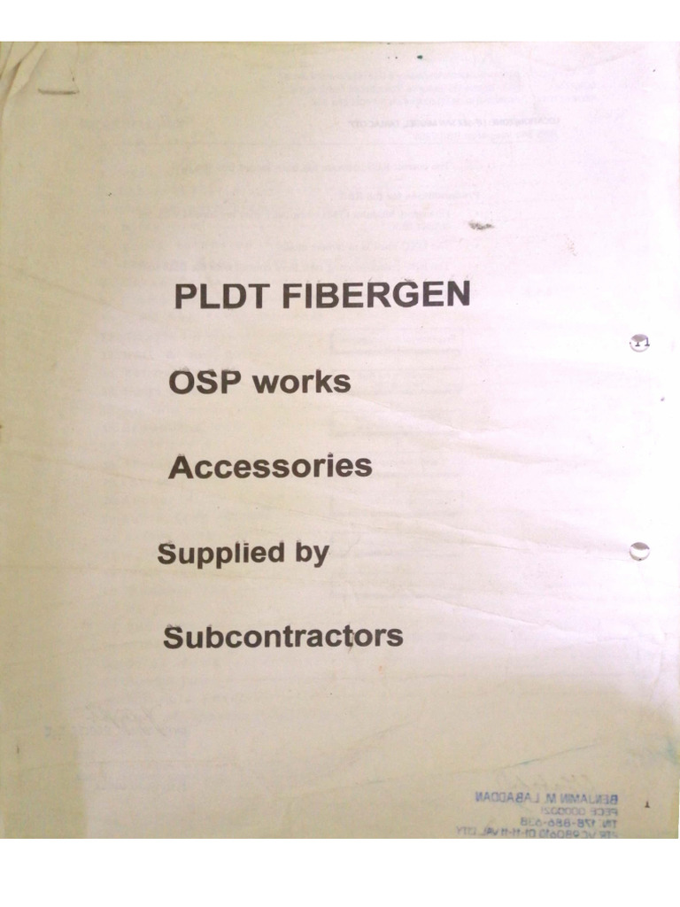 Osp Materials (PLDT Fibergen Project) | PDF