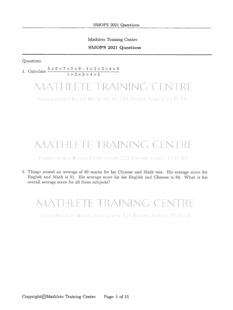 MTC 2021 SMOPS RD 1 Paper | PDF