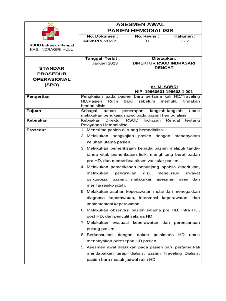 Asesmen Awal HD | PDF