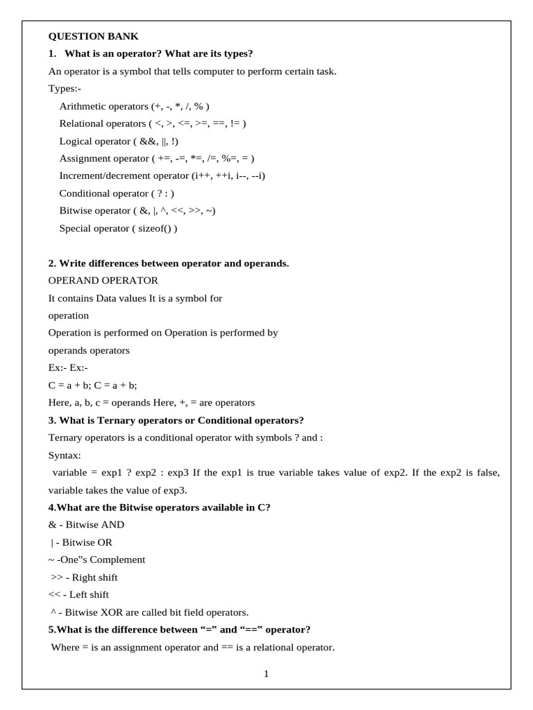 Question Bank UNIT II | PDF | Integer (Computer Science) | Control Flow