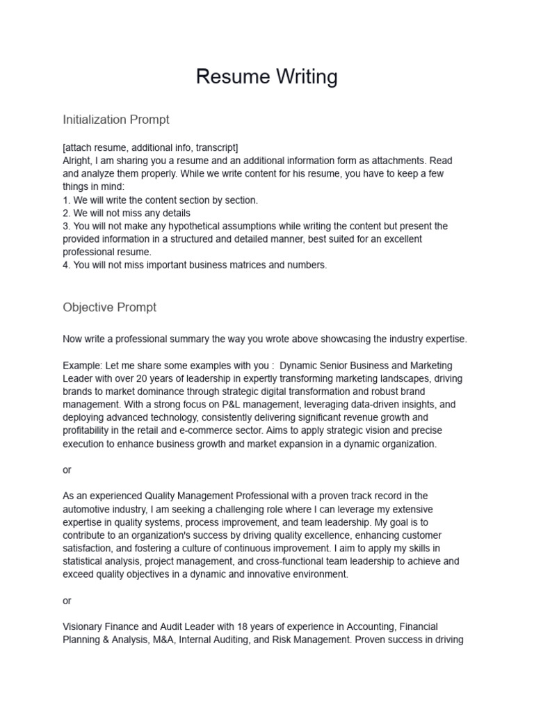 Resume Guidance for P&L Management | PDF | Regulatory Compliance ...