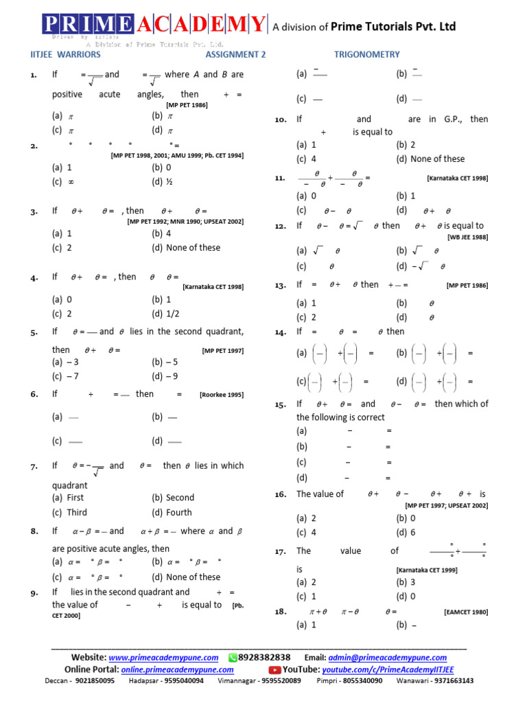 Trigonometry Assignment 2 | PDF | Rotation | Complex Analysis