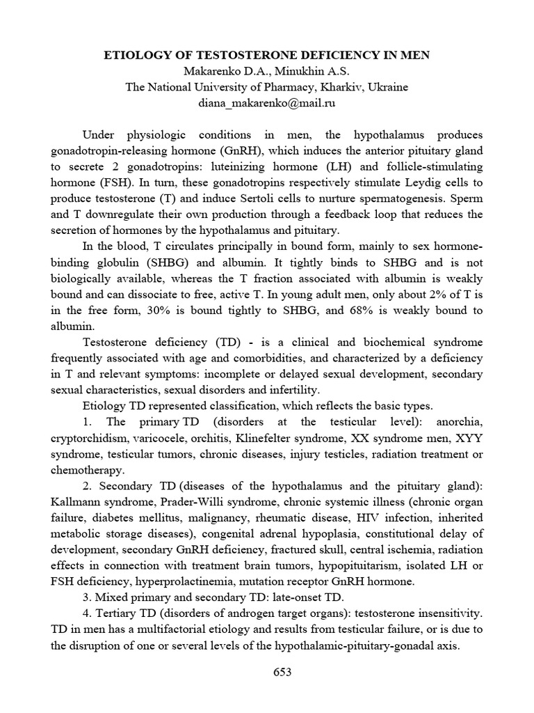 Causes of Testosterone Deficiency in Men | PDF | Testosterone ...