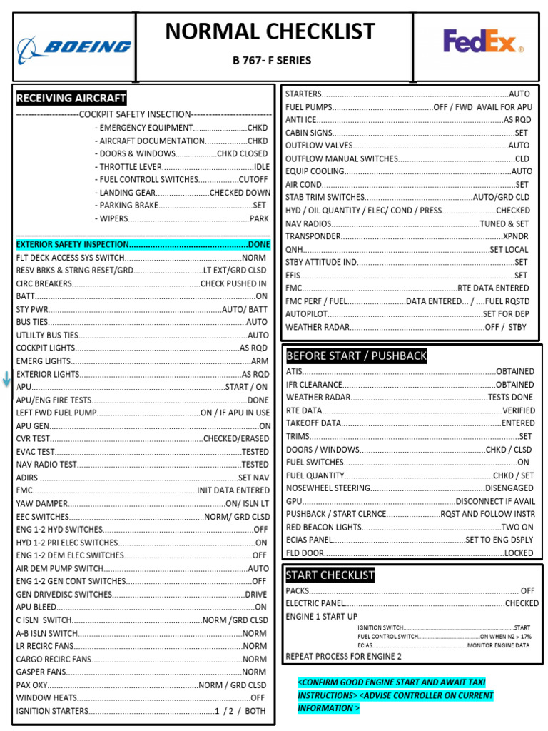 Boeing 757 Checklist | PDF | Aerospace | Aviation