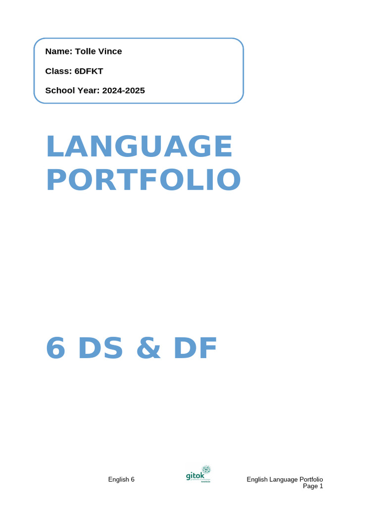 English Language Portfolio 6TSO 2024 2025 | PDF | English Language ...