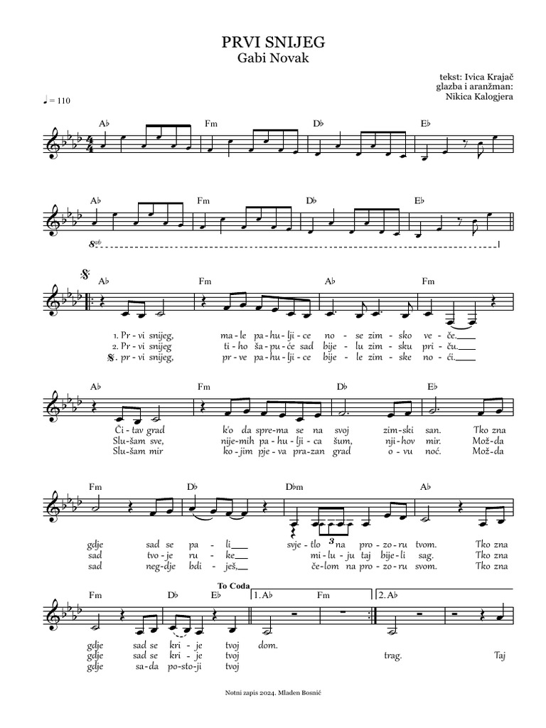 Gabi Novak - PRVI SNIJEG | PDF