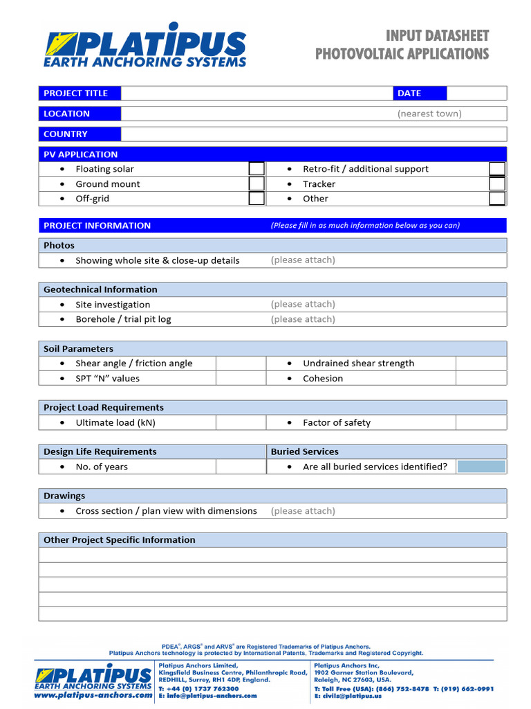 Photovoltaic Project Datasheet | PDF