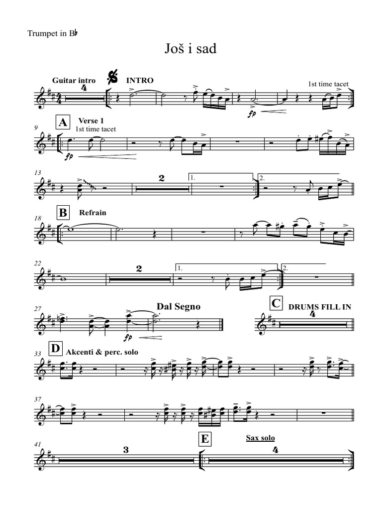 Jos i sad - Trumpet in Bb | PDF