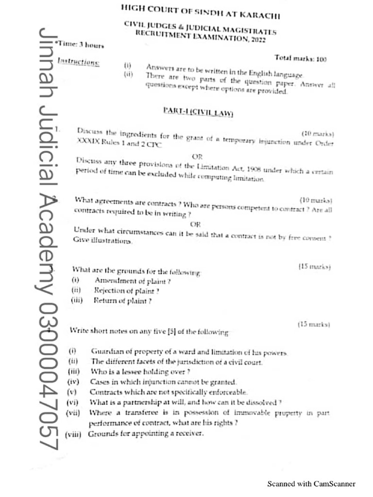 Sindh HC Civil Judge Paper 2022 | PDF