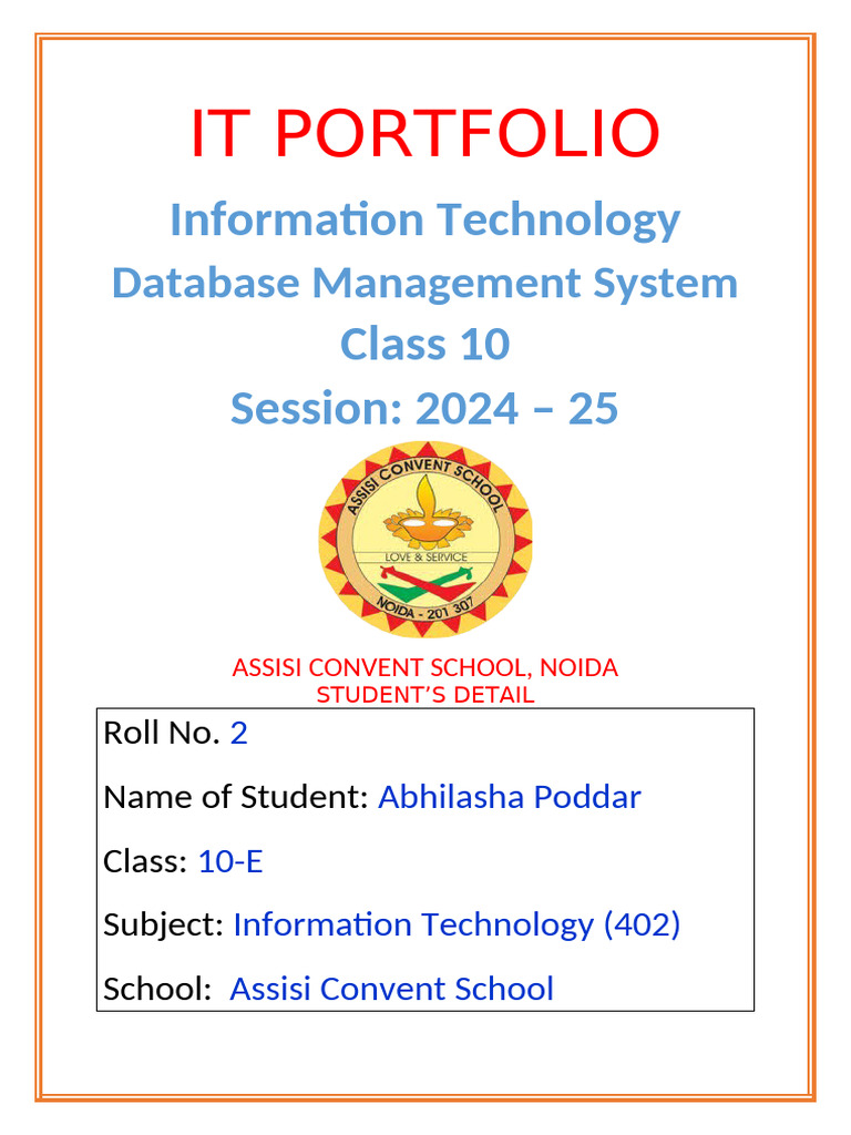 Class 10 IT Portfolio Submission | PDF
