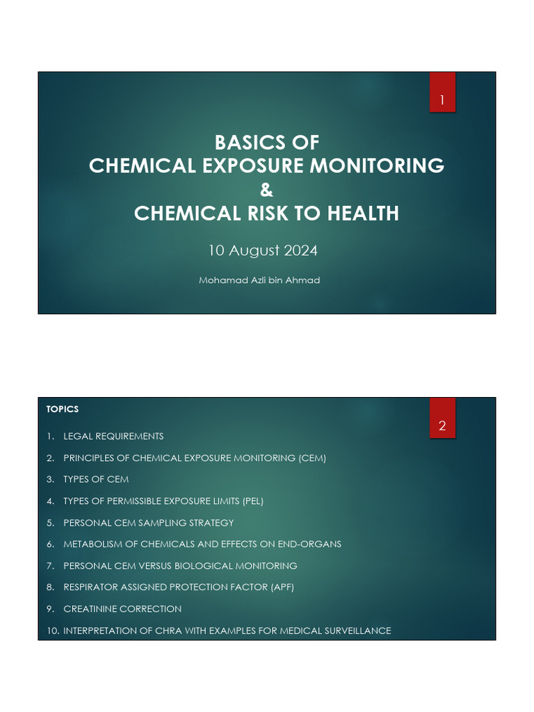 Basics of Chemical Exposure Monitoring & Chemical Risk To Health | PDF ...