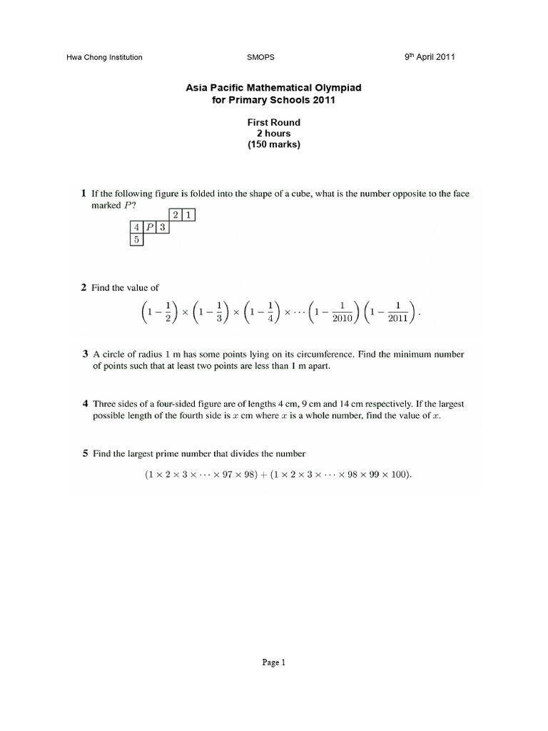 APMOPS (SMOPS) 2011 First Round | PDF