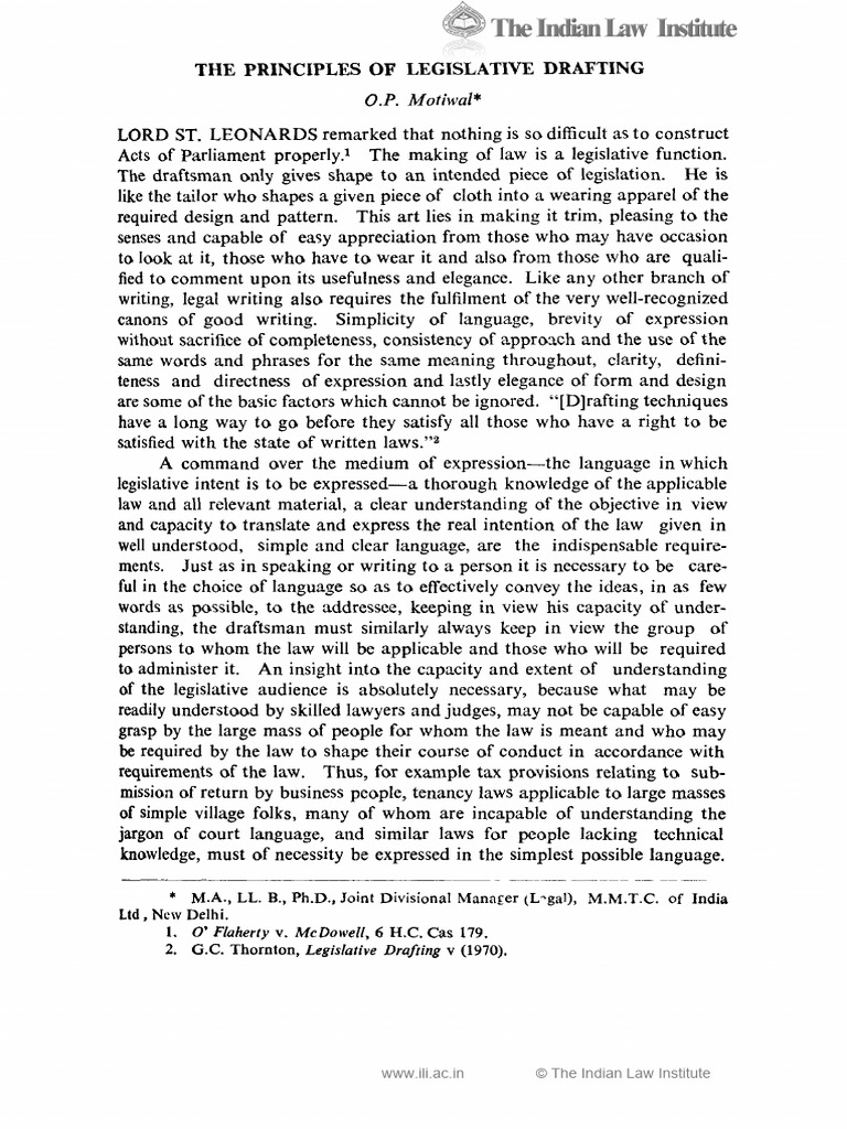 003_The Principles of Legislative Drafting (11-47) | PDF | Bill (Law) | Technical Drawing