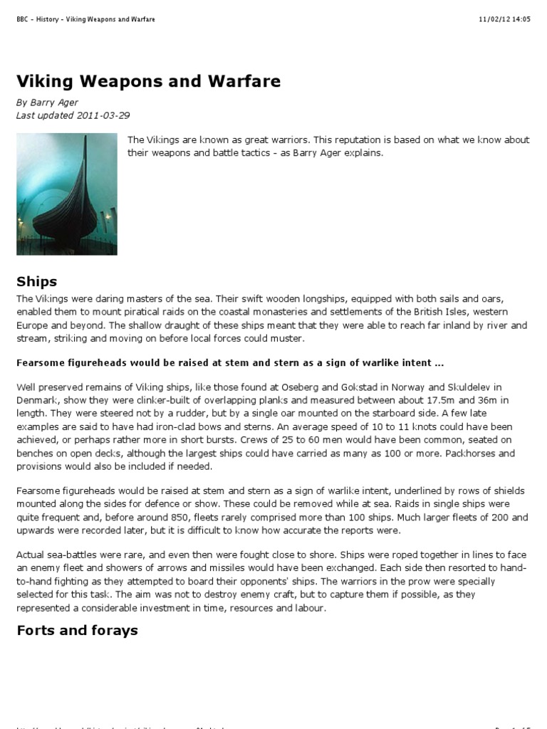 BBC - History - Viking Weapons and Warfare | PDF | Vikings | Unrest