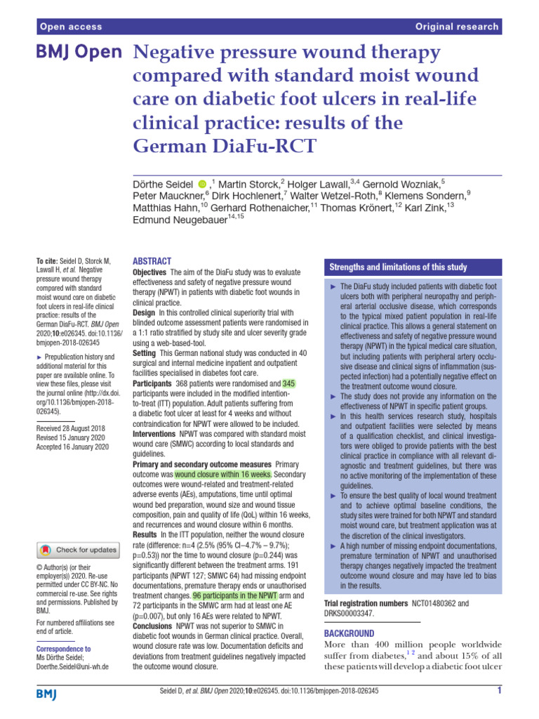 Negative Pressure Wound Therapy | PDF | Wound | Medicine