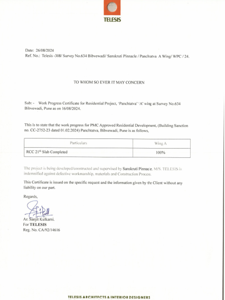 Arch Certificate-21st Slab | PDF