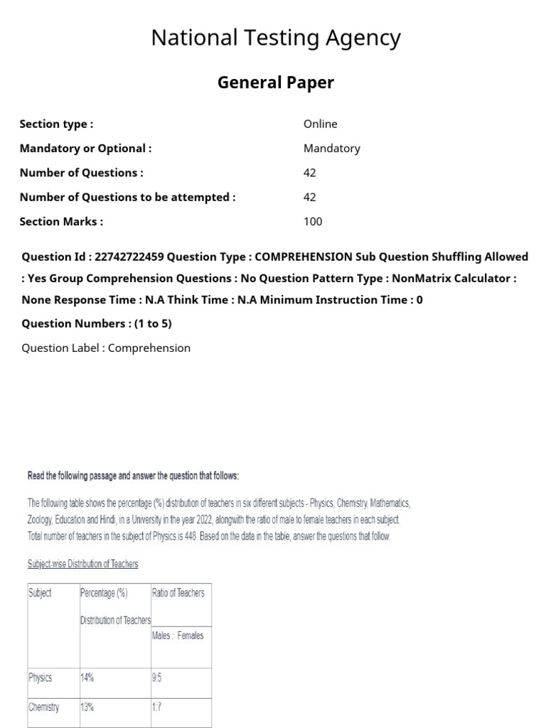 NTA General Paper: 42 Mandatory Questions | PDF | Multiple Choice ...