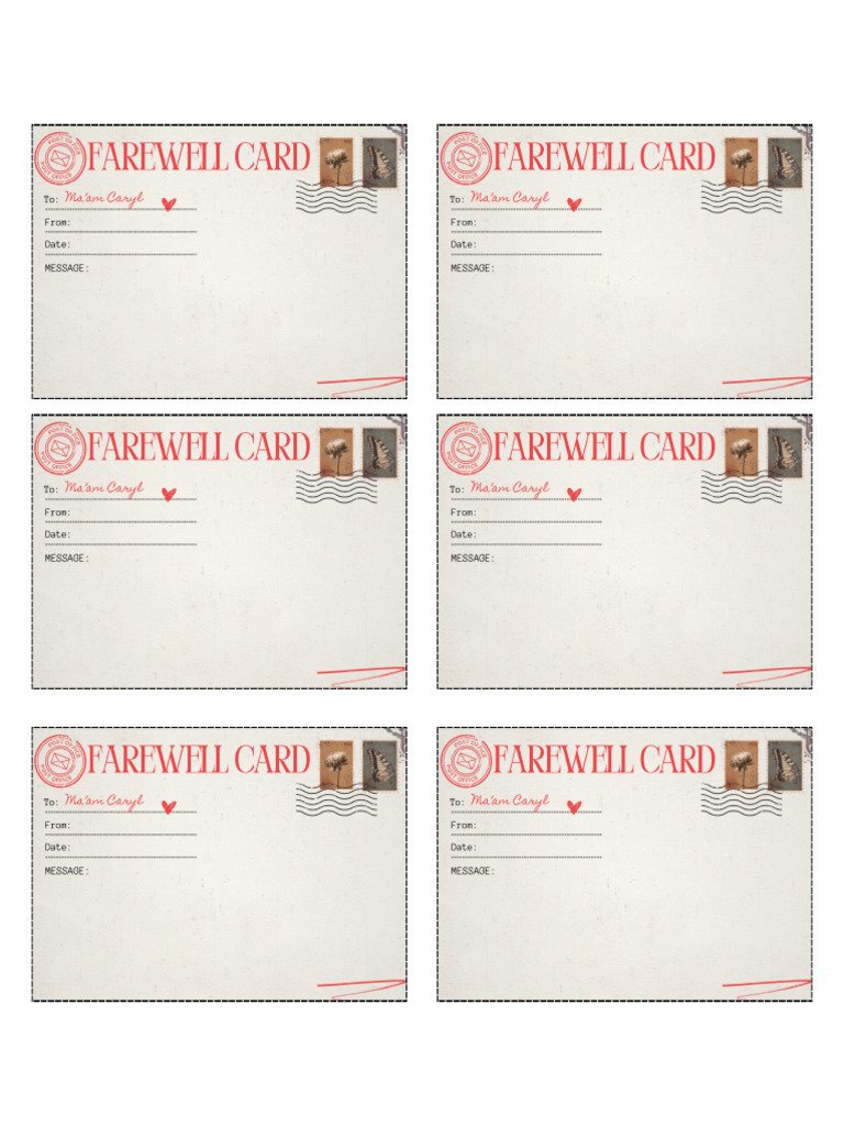 Farewell Cards | PDF