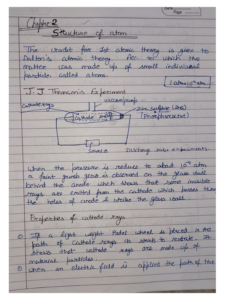 Atomic Structure Notes | PDF