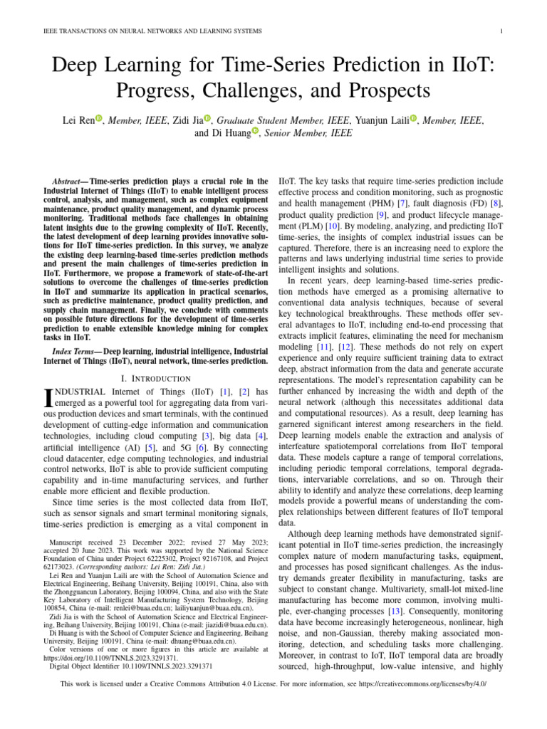 Deep Learning For Time-Series Prediction in IIoT P | PDF | Deep Learning | Artificial Neural Network