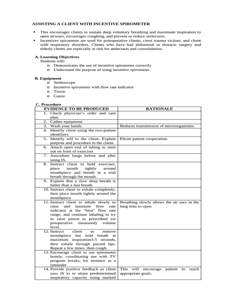 Incentive Spirometer Patient Instructions | PDF | Breathing | Exhalation