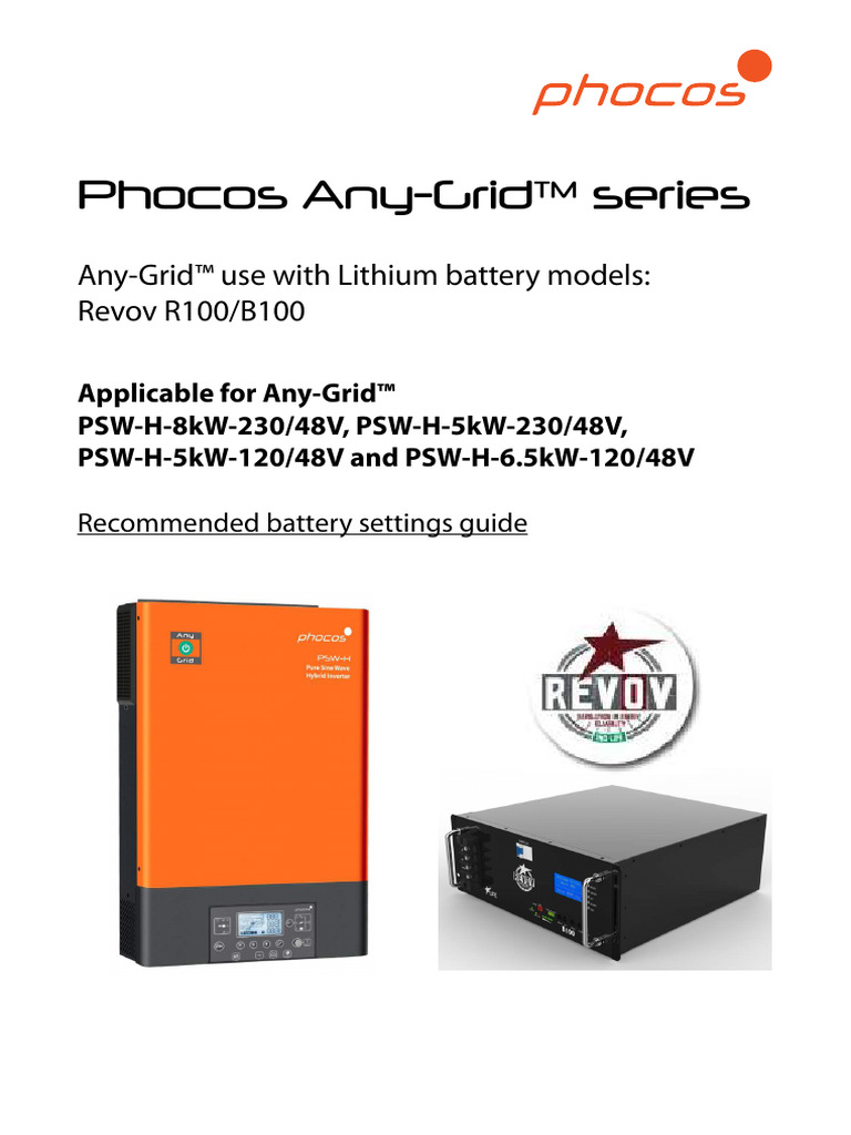 Any Grid - PSW H - Battery Settings For Revov 2023 02 15 | PDF | Power ...
