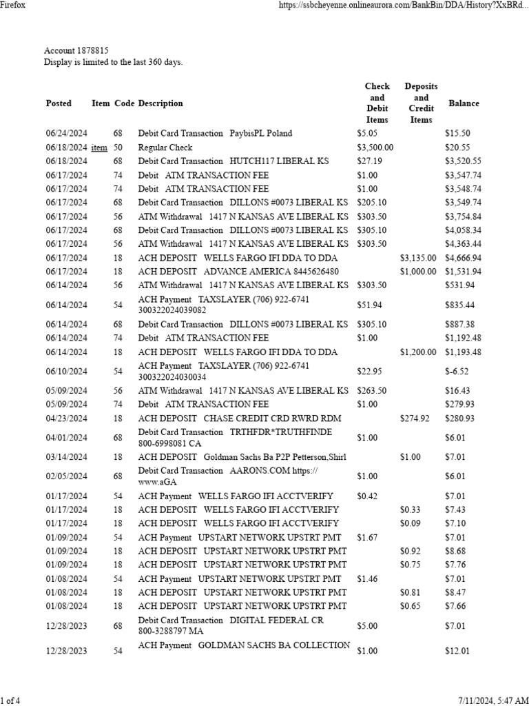 Wells Fargo IFI DDA Account Summary | PDF | Debit Card | Credit Card