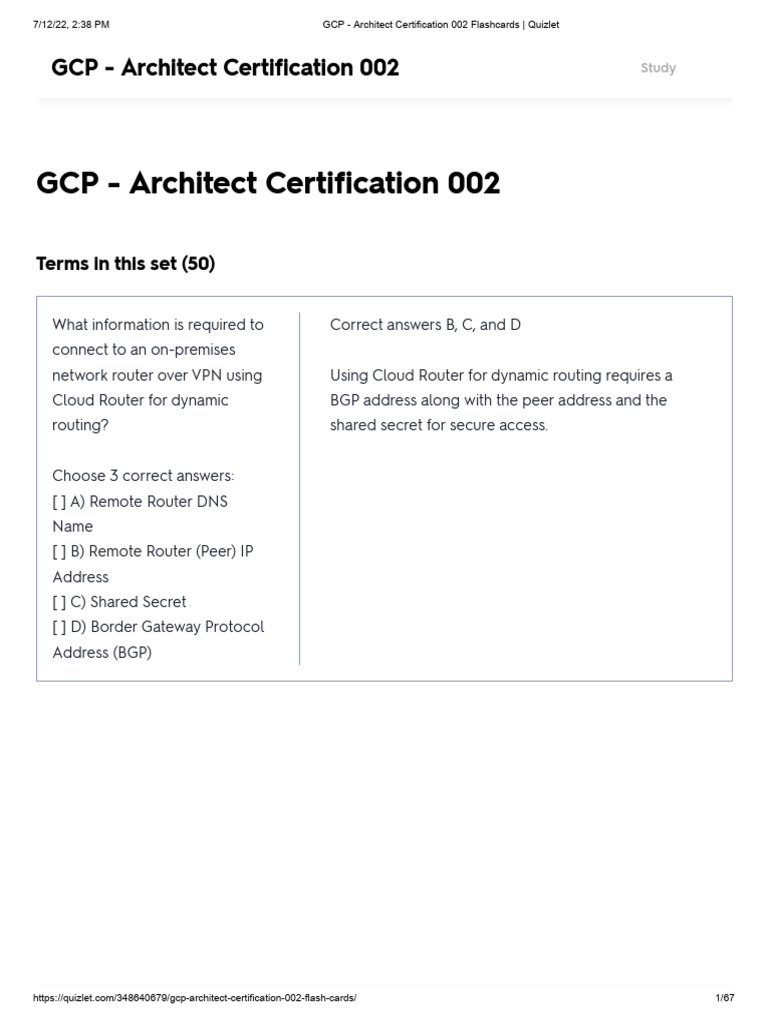 GCP - Architect Certification 002 Flashcards - Quizlet | PDF | No Sql | Cloud Computing