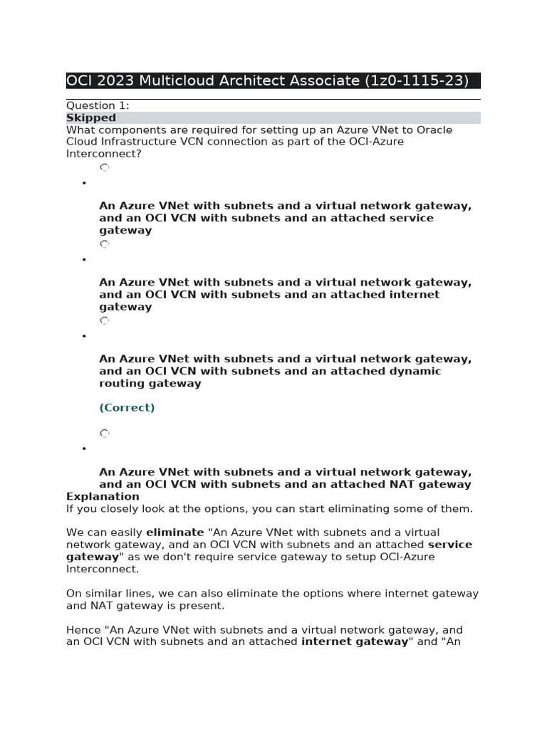 OCI 2025 Multicloud Architect Associate | PDF | Cloud Computing ...