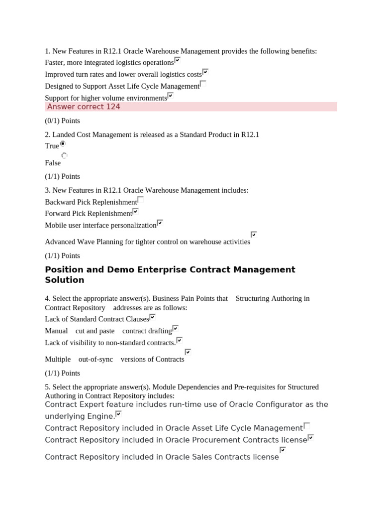 Oracle E Business Suite R12 1 Supply Chain Management Solution Engineer Specialist Assessment
