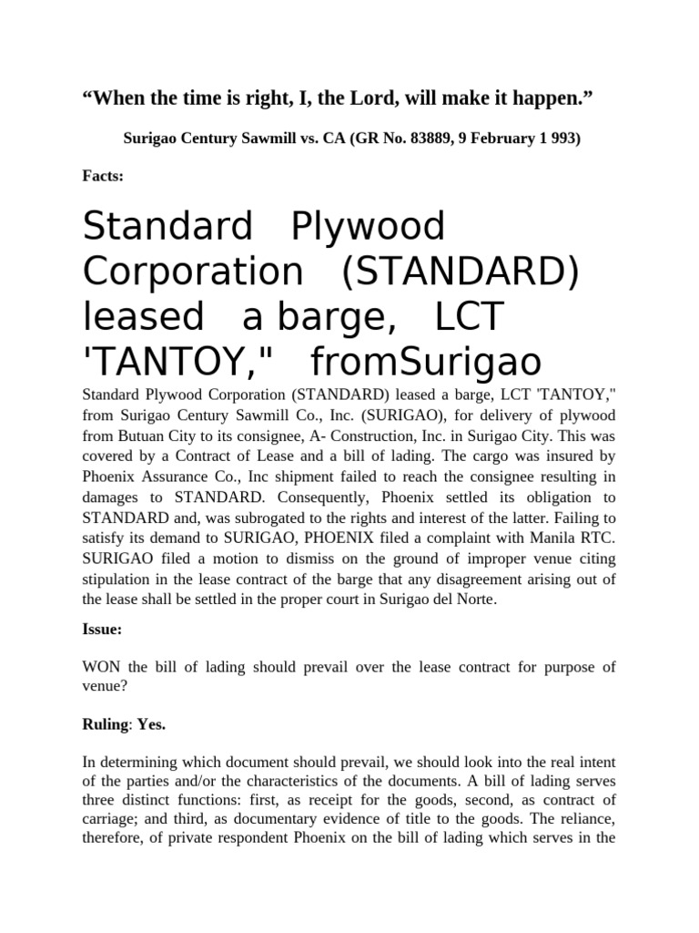 Surigao Century Sawmill vs. CA (GR No. 83889, 9 February 1 993) | PDF