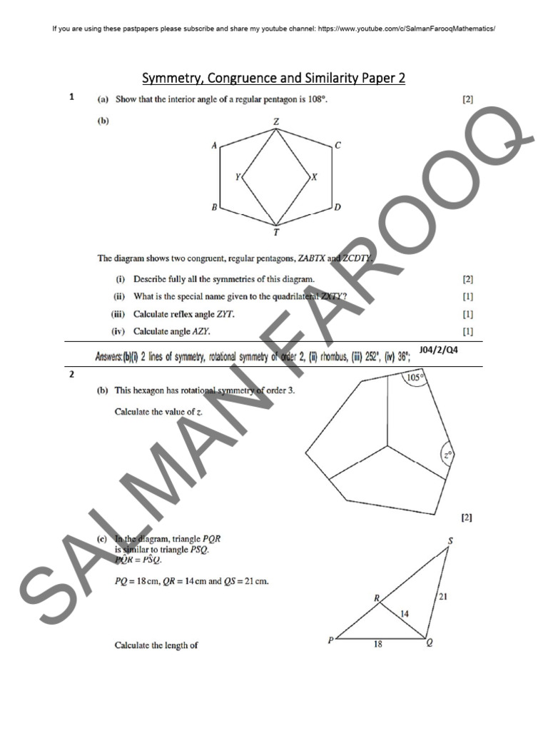 Symmetry and Congruence Overview | PDF