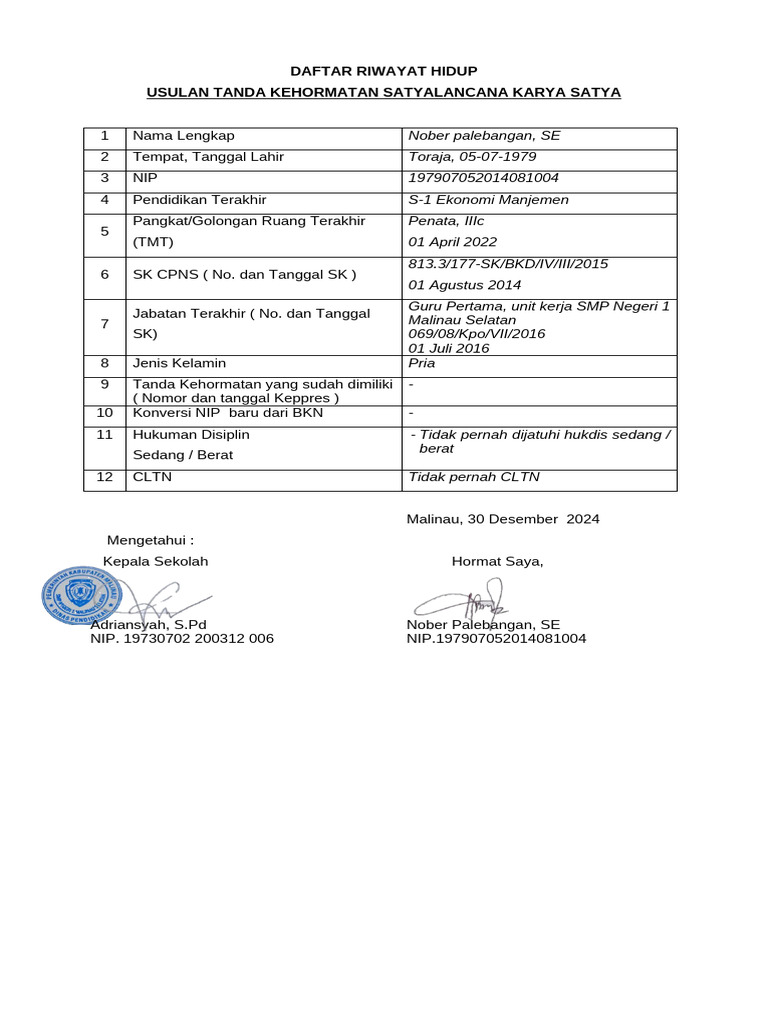DRH Satyalancana Karya Satya | PDF
